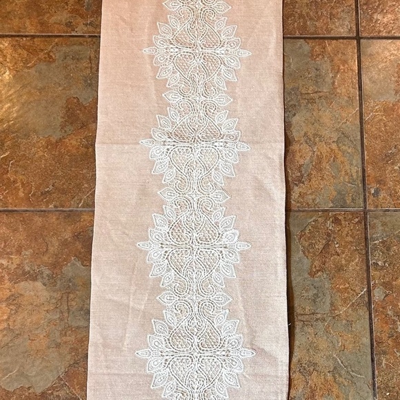 Pier 1 | Accents | Pier Table Runner Taupe White Lace Applique 13x64 No ...
